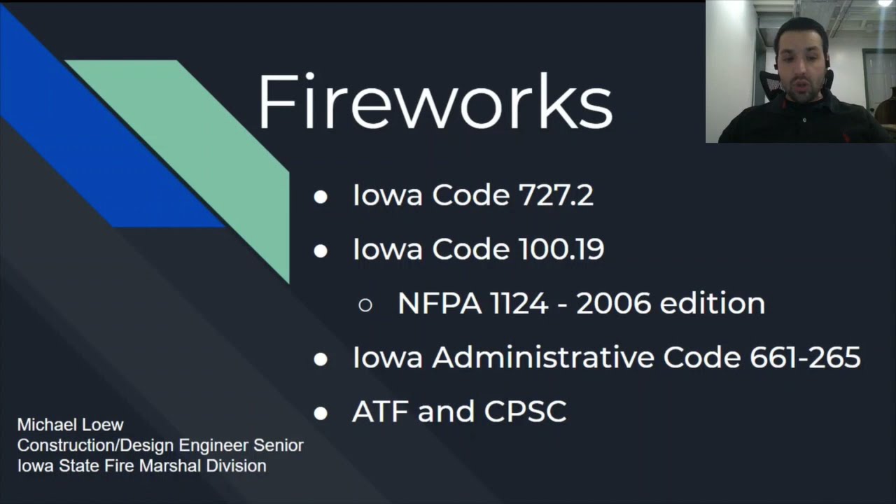 Fireworks Licensing Training 1 - Intro to Applicable Codes