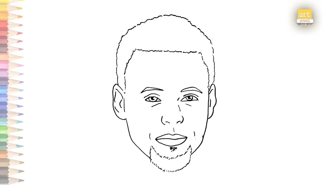 Wardell Stephen Curry face drawing | How to draw Wardell Stephen Curry II face simply | art janag