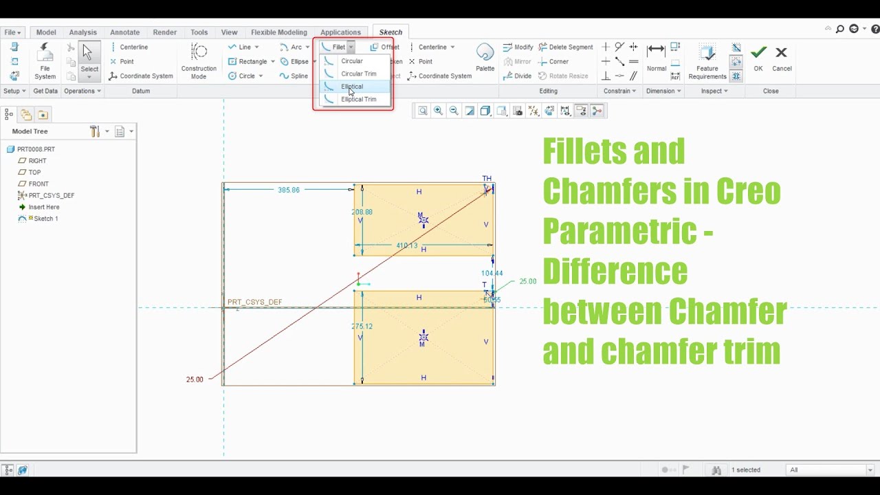 Fillets and Chamfers in Creo Parametric - Difference between Chamfer and chamfer trim
