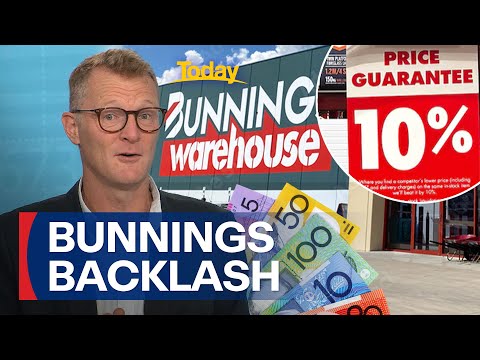 Bunnings under fire over 10 per cent price beat guarantee | 9 News Australia