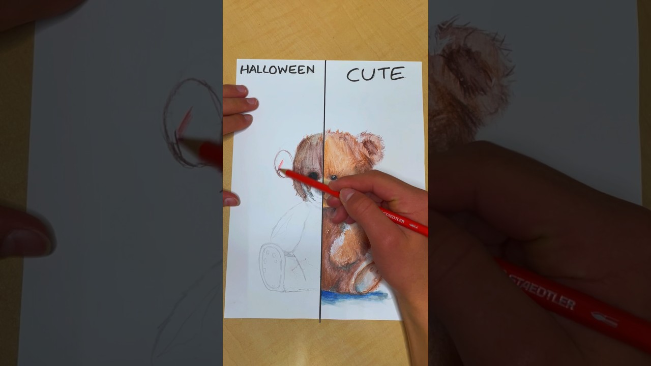 Drawing a teddy bear 🧸 🎃✨Halloween✨ style