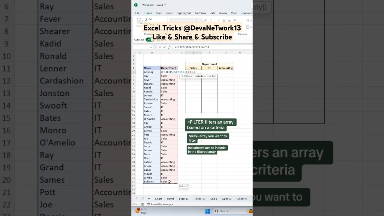 Return filtered lists with this function 61