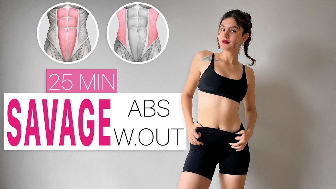 25 Min SAVAGE ABS & CORE Workout // Get a Small Waist & Strong Core (No Repeat, No Rest)