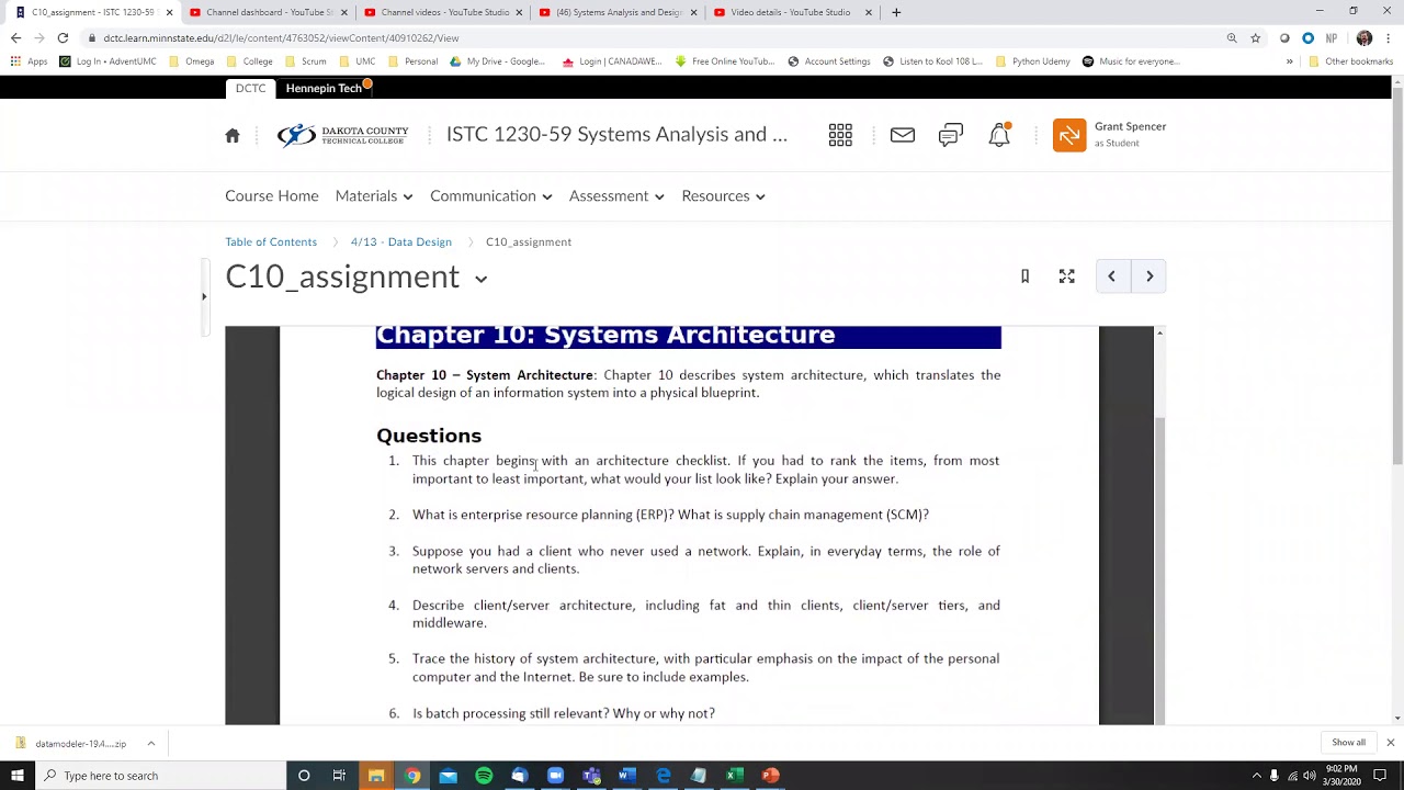 Systems Analysis and Design Chapter 10 Assignment
