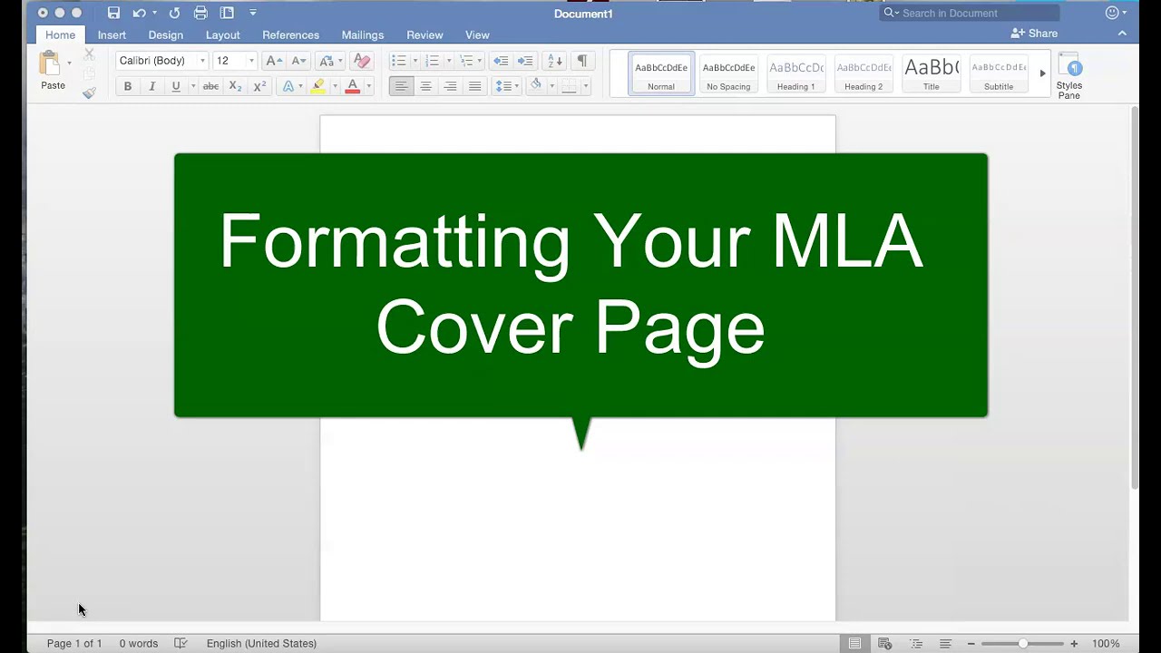 MLA: Formatting Your Cover Page