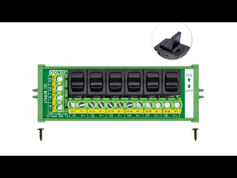 Screw Mount 6 Channel Paddle Rocker Switch DC Power Distribution Strip Module, OONO D-1444PK