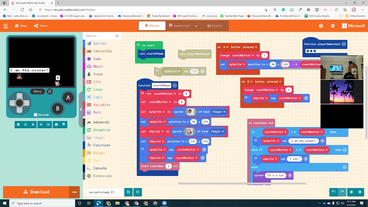 Visual Variables in MakeCode Arcade