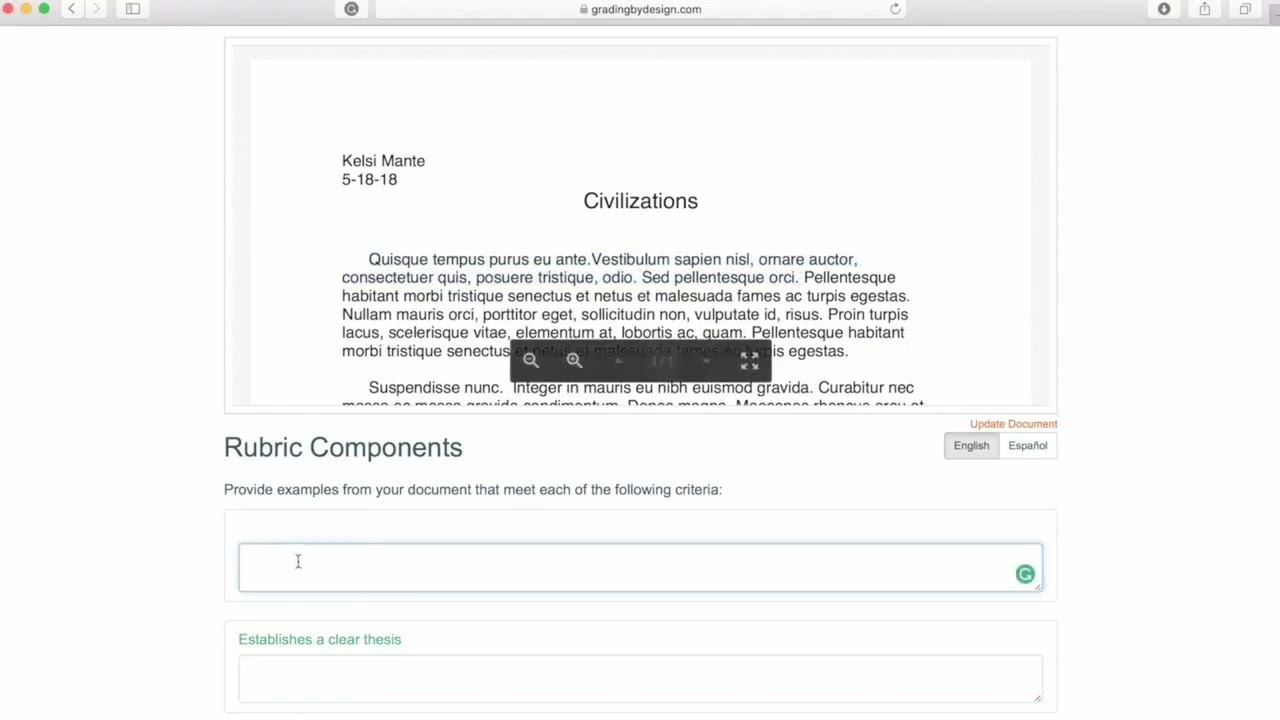 Grading by Design    program that helps grade student writing
