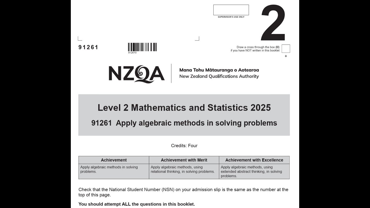 2025 NCEA 91261 Algebra Exam Walkthrough – Full Solutions & Tips (Level 2 Maths)