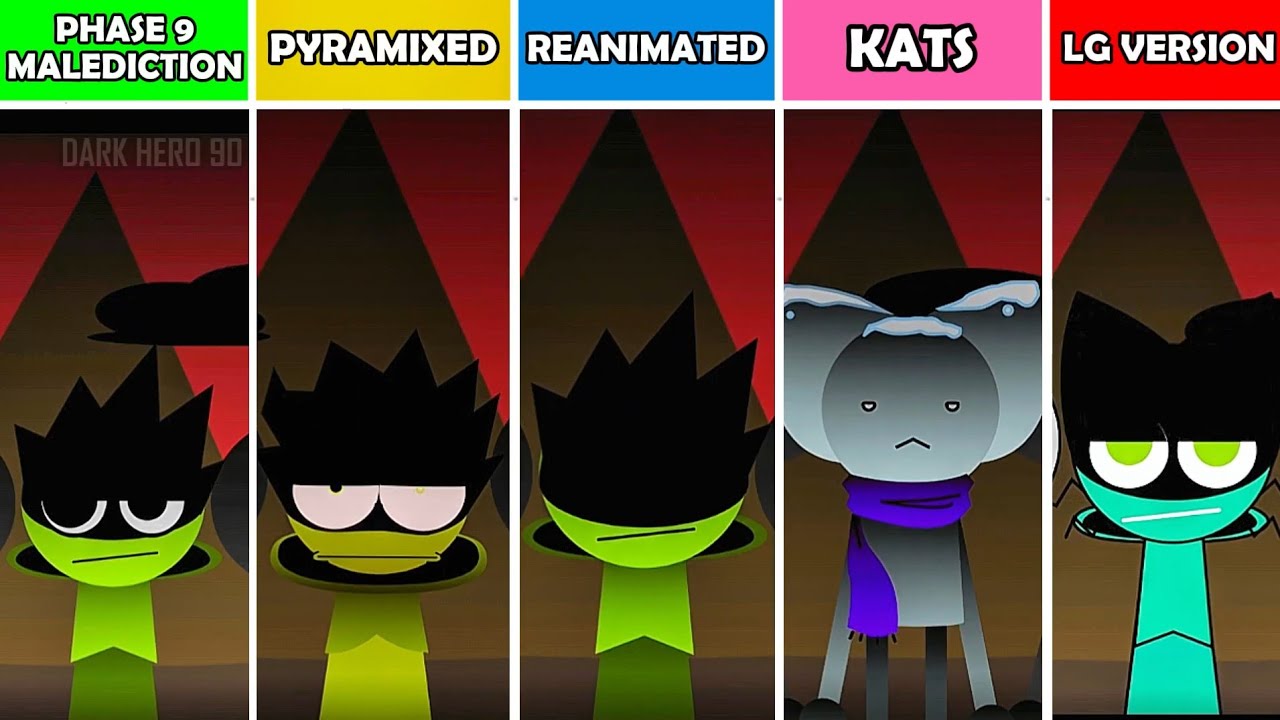 AMAZING MODS – Sprunki Phase 9 Malediction Vs Pyramixed Vs Reanimated Vs Kats Vs LG Version