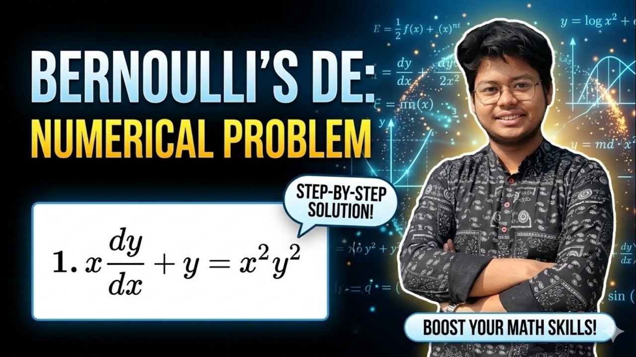 19. Bernoulli’s Differential Equation | Step-by-Step Numerical Problem-1 Explained (Easy Method)