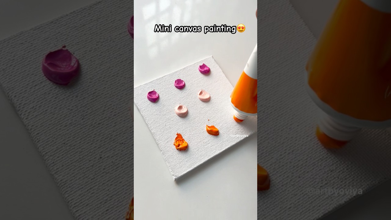 Easy Mini canvas painting😍💕#shorts#minicanvas #canvaspainting #canvasart #acrylicpainting