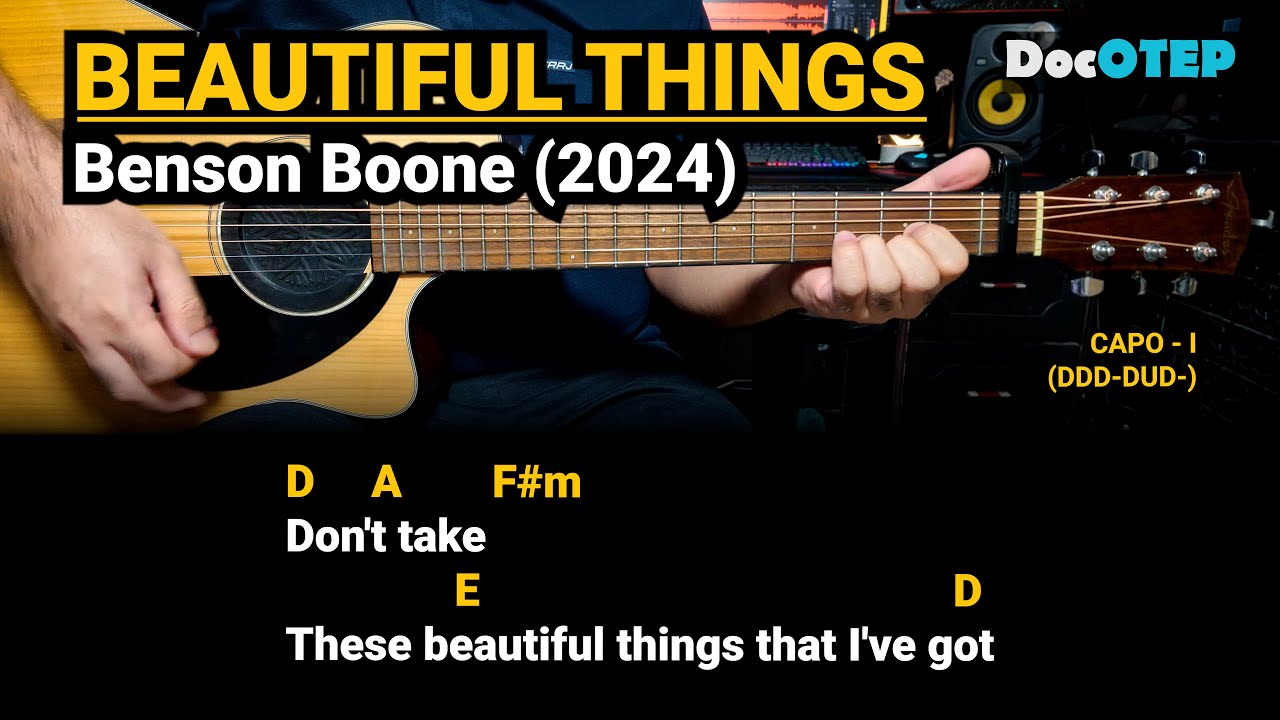 Beautiful Things - Benson Boone (2024) Easy Guitar Chords Tutorial with Lyrics