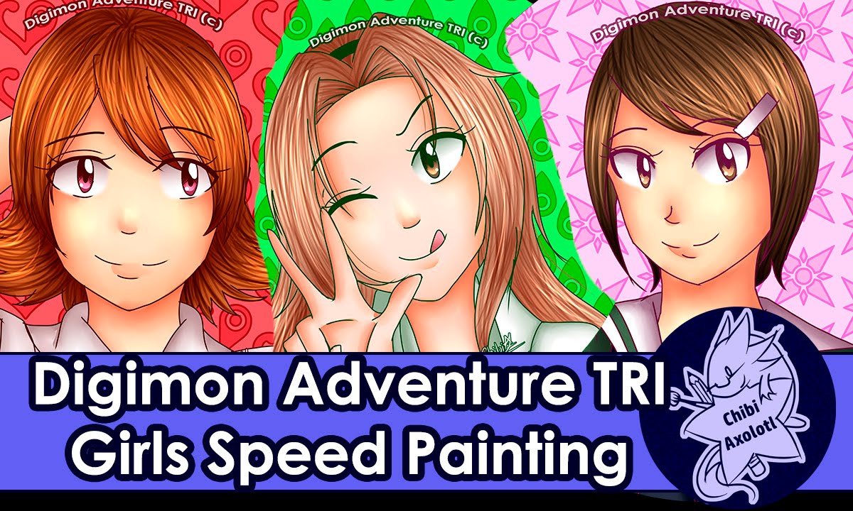 Digimon Adventure TRI girls, speed painting