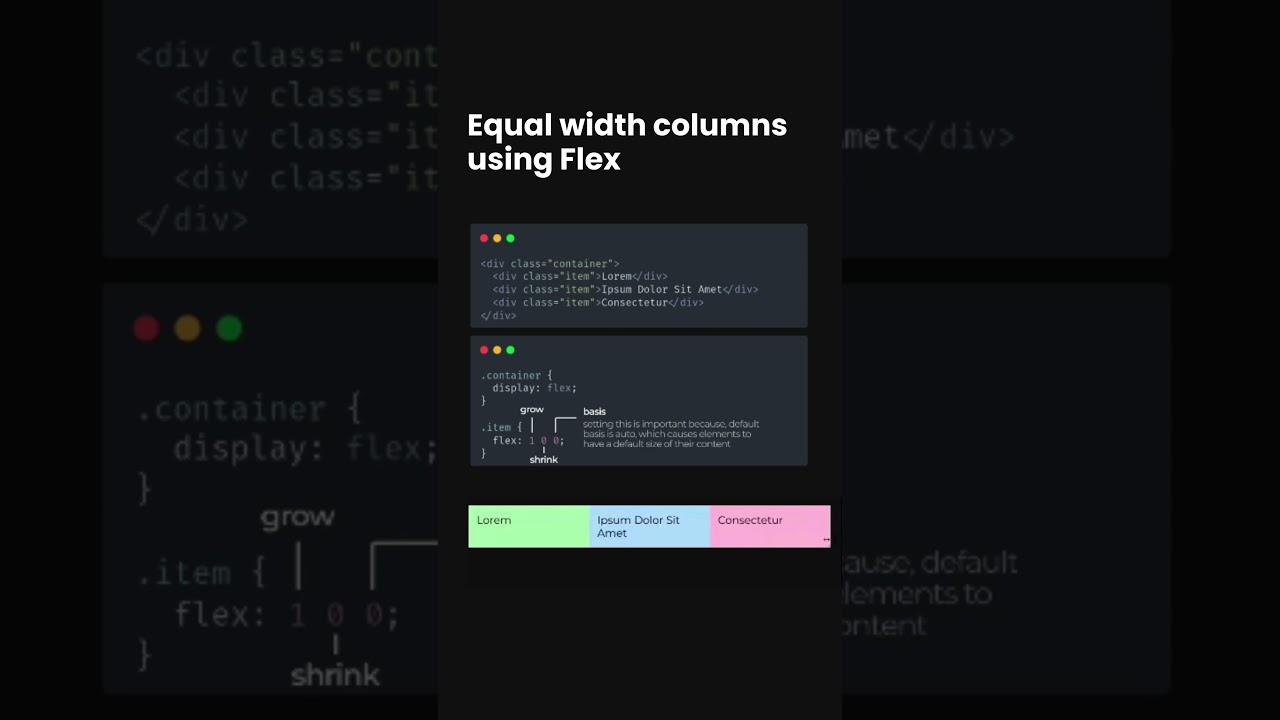 Create a container with a number of columns of the same width