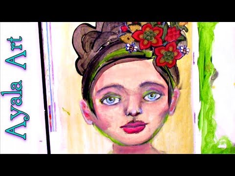 Mixed Media Girl - Collage with Fabric - Art painting tutorial π¨πΊπ