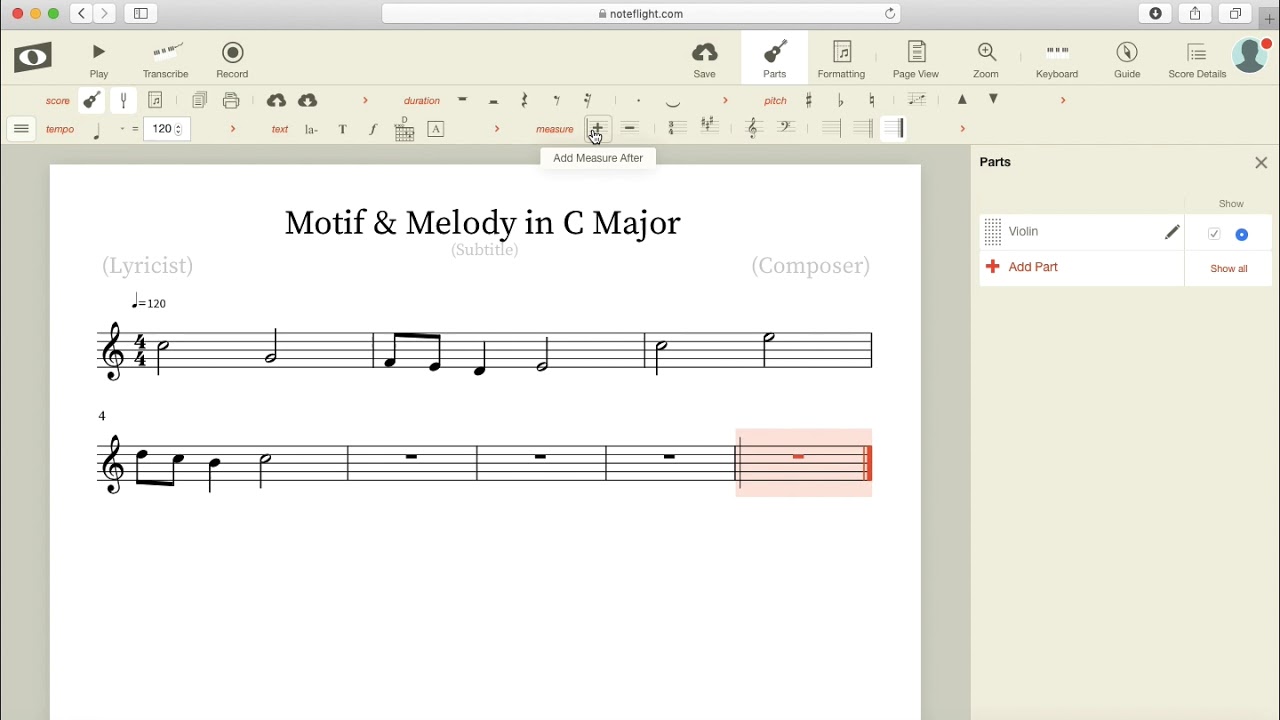 Developing a Motif into a Melody in Noteflight