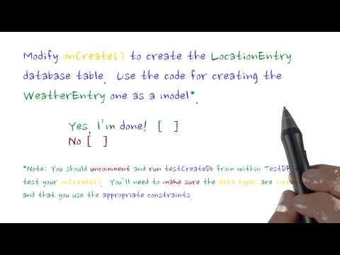 Create Sunshine Location Database Quiz - Developing Android Apps