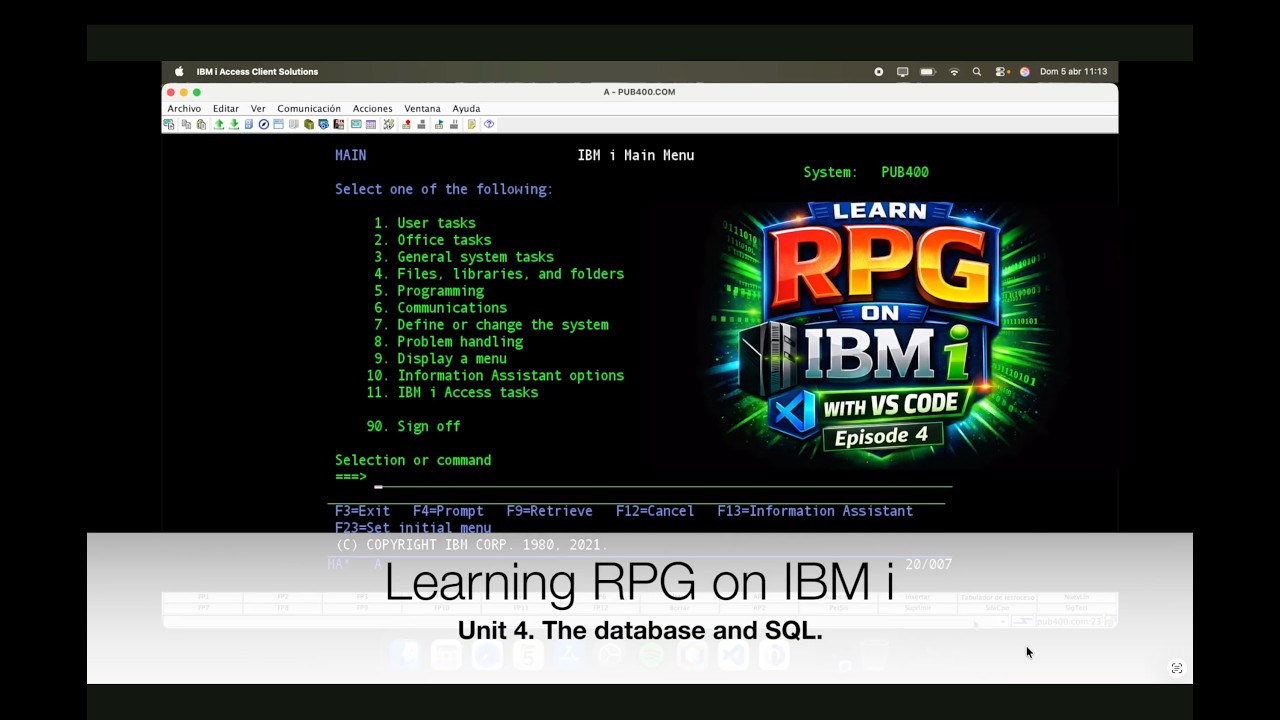Learn RPG on IBM i with VSCode. Creating and using a table with RPG and embedded SQL.