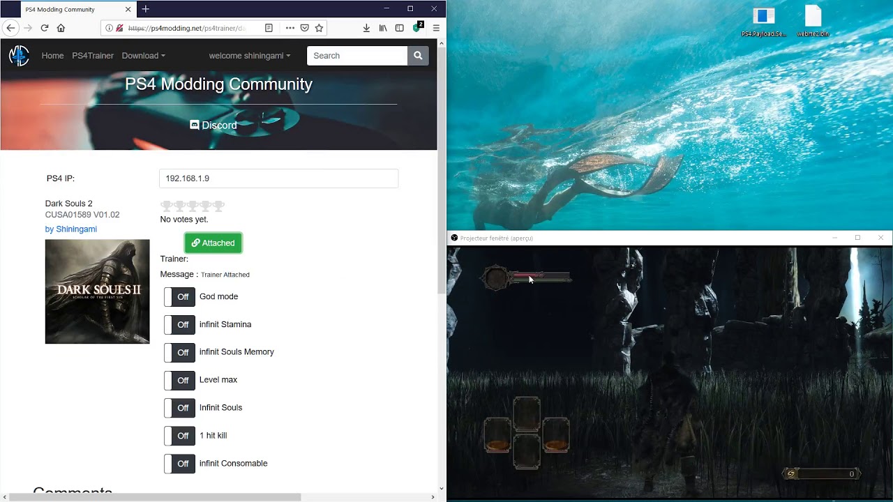 PS4modding.net - Trainer  from web browser