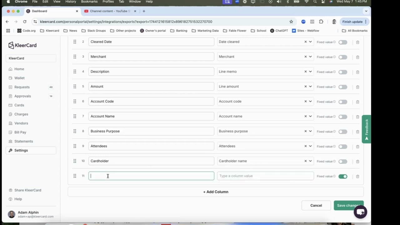 Creating multiple universal export templates