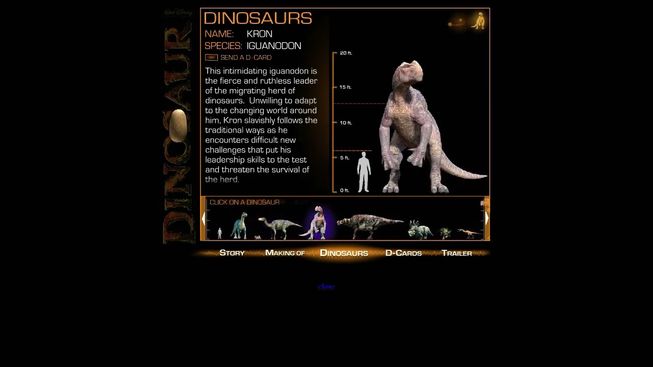 Dinosaur Flash Website in 2000