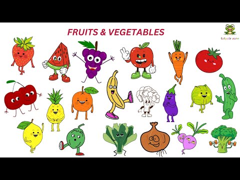 Learn names of fruits and vegetables with pictures and spelling| English vocabulary for kids
