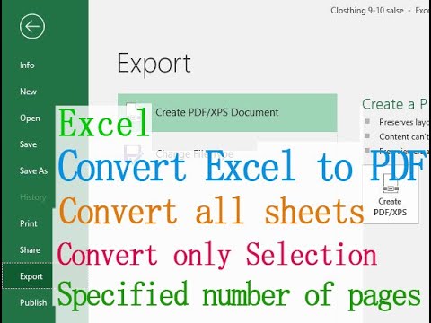 Convert Excel to PDF (All sheets, only specified number of pages, Selections, Table)