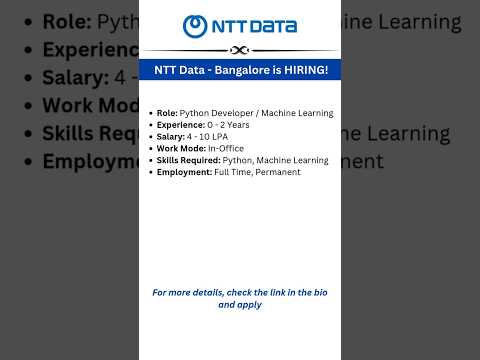 NTT Data is Hiring!Join as a Python Developer Machine Learning in Bangalore Experience 0โ2 Years