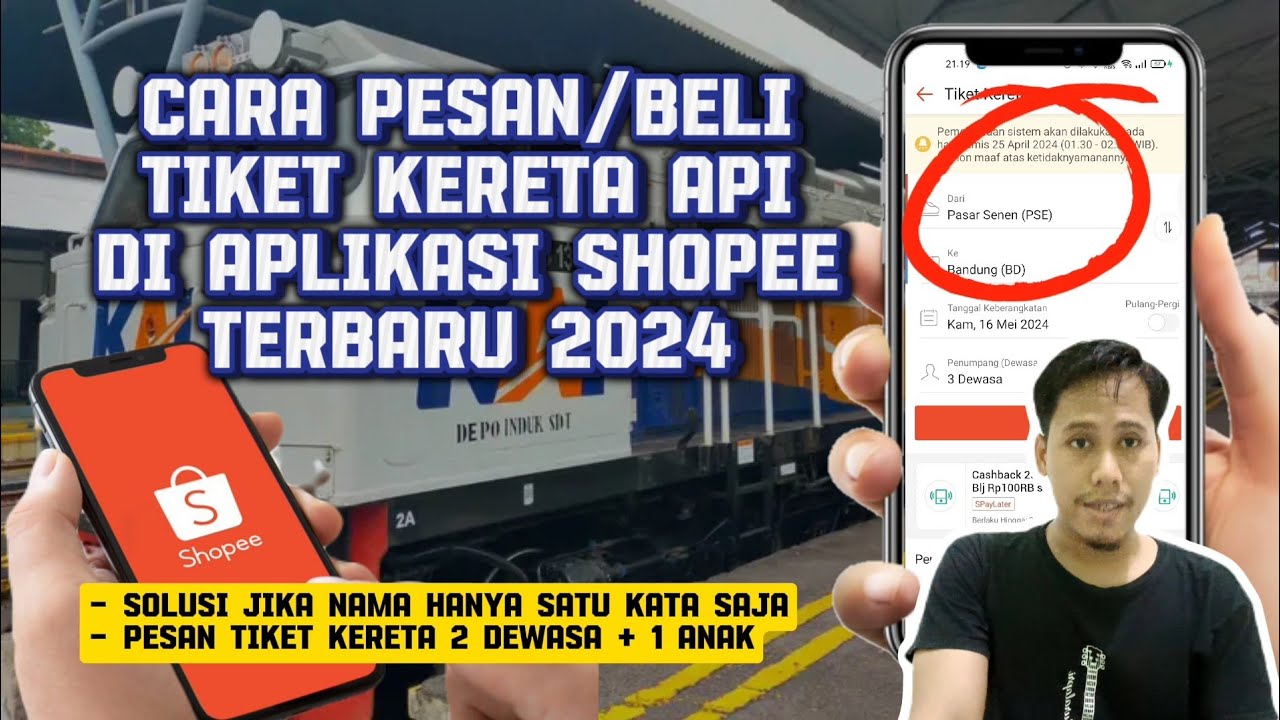 Cara Pesan Tiket Kereta Api Di Aplikasi Shopee Terbaru 2024 | Beli Tiket Kereta Api Di Shopee