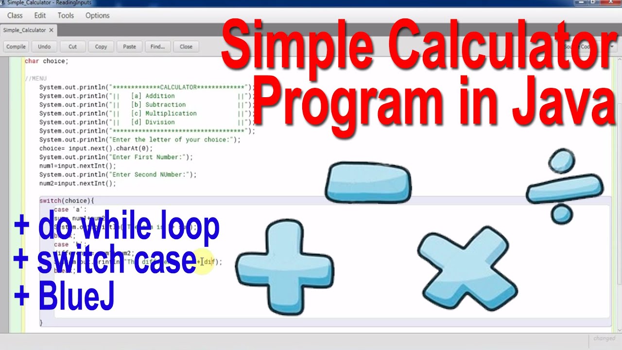 Create Simple Calculator Program in Java (using SWITCH CASE) || BlueJ