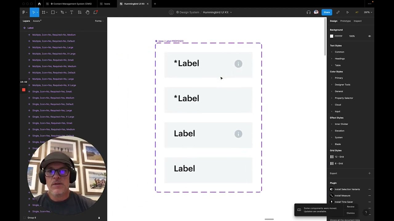 Figma - Optimizing Design System UI Kit Components and controls.