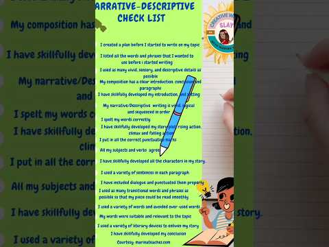 SLAY SEA Narrative Descriptive essays with this checklist from Marina Teaches. join my crash course