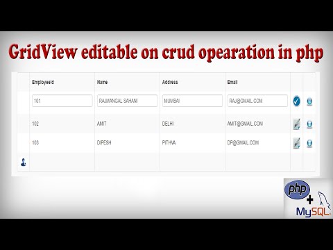 HTML5 bootstrap css Gridview Editable on Crud(insert,update,delete) operation in Php with Mysql