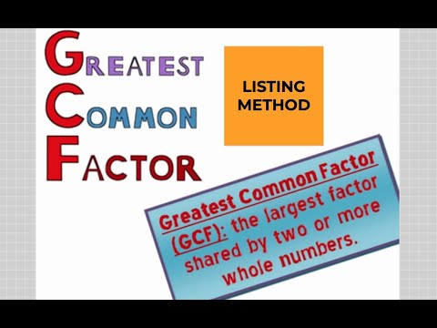 Greatest Common Factor (Listing Method)