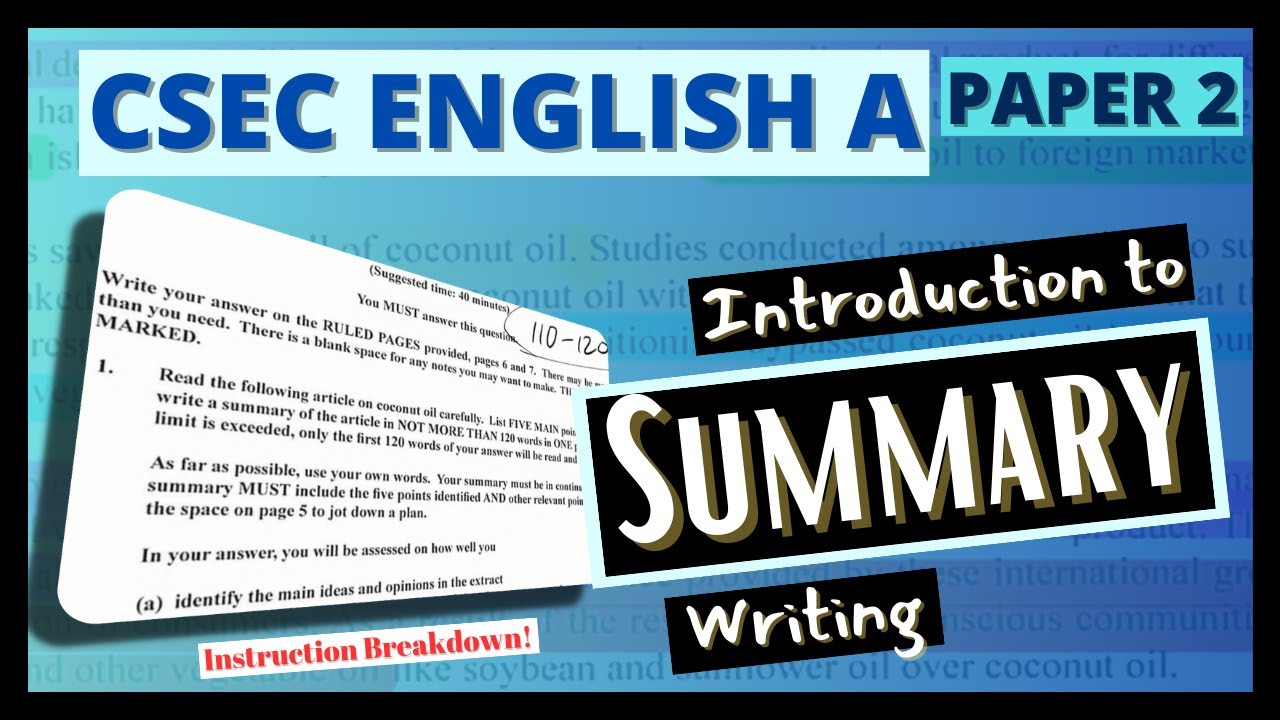CSEC English A Paper 2: Introduction to Summary Writing
