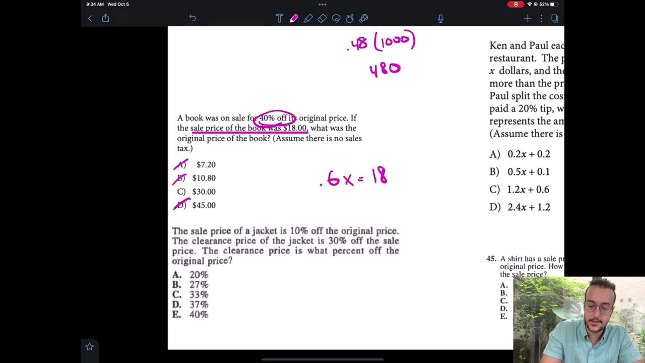 Percents: PSAT/SAT+ACT MATH