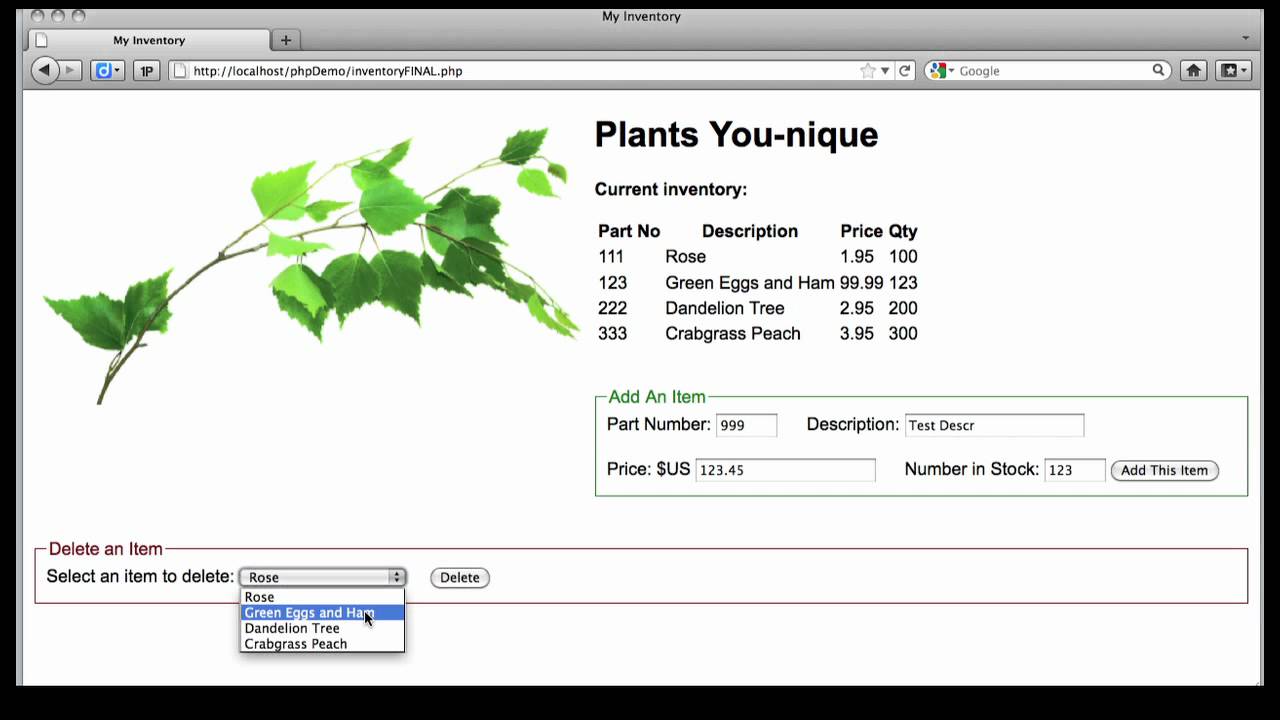 PHP 2D Array Workshop - Demo for Client of Finished Page