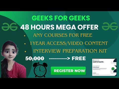 📢 Unlock ₹50,000 Worth of GeeksforGeeks Courses for FREE | 1 Year Access | Limited Time Offer 💻