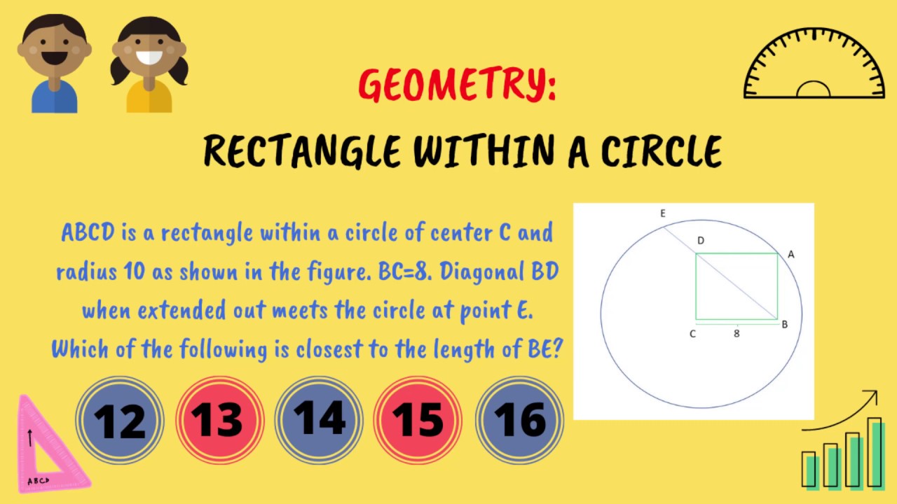 Geometry: A challenging problem on a rectangle within a circle | CAT, GMAT, GRE, SAT, ACT