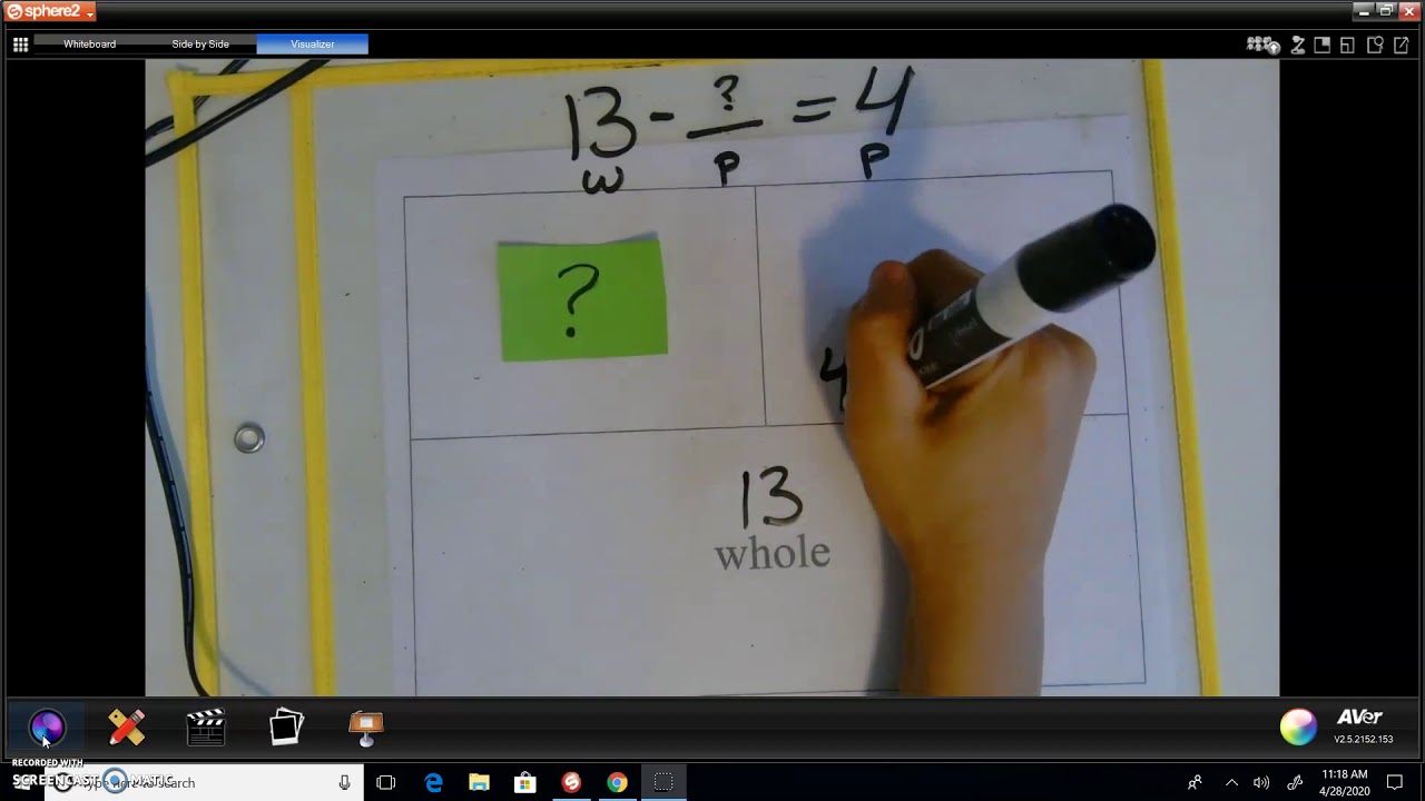 Part Part Whole - part unknown subtraction