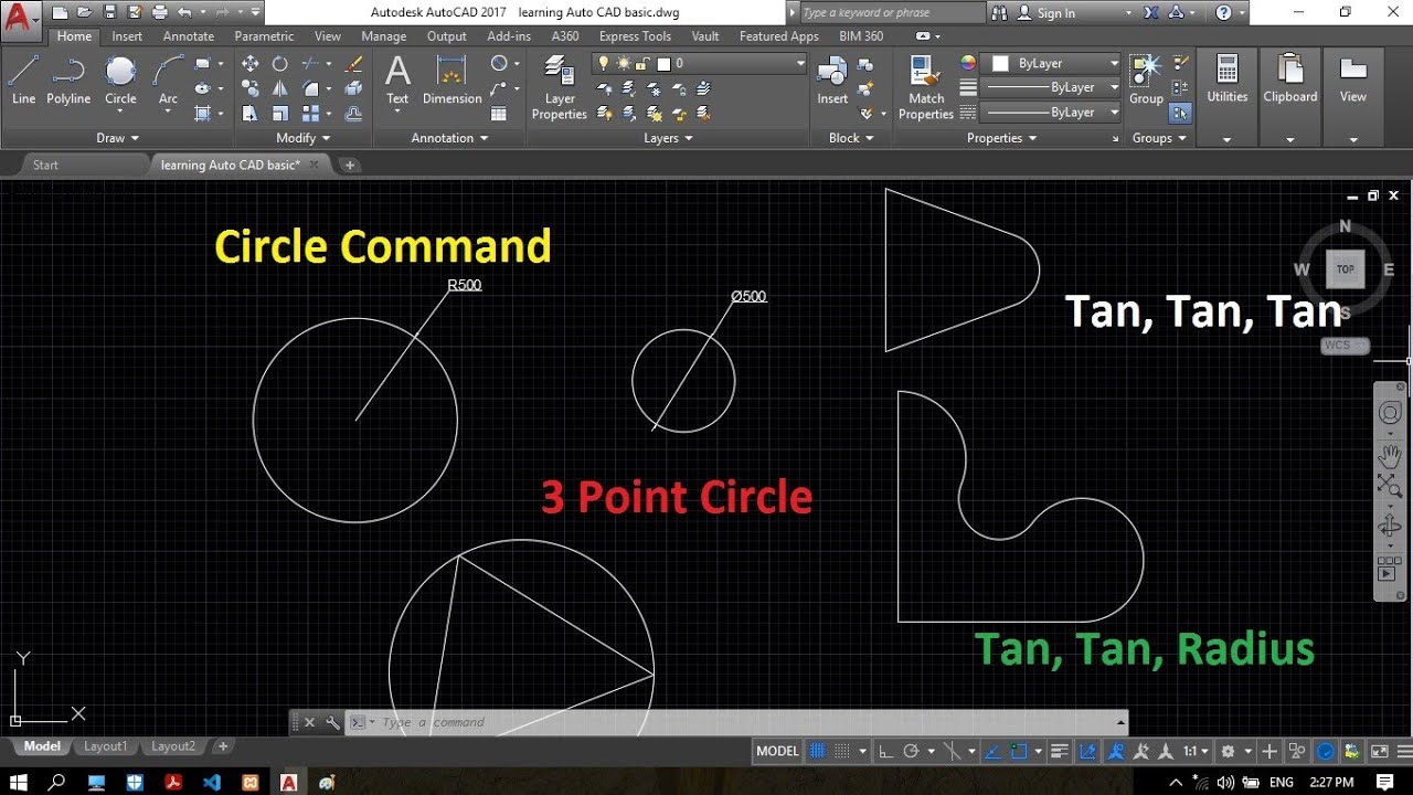 AutoCAD Circle Command Tutorial | All Circle Options Explained for Beginners