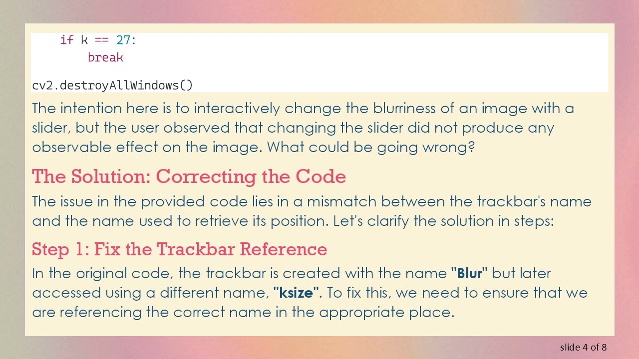 How to Use cv2.createTrackbar for Image Blurring in Python