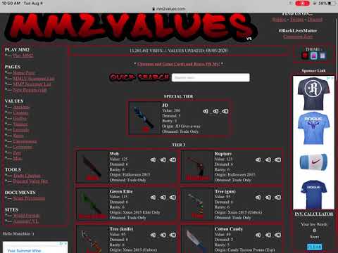 MM2 value list August 2020