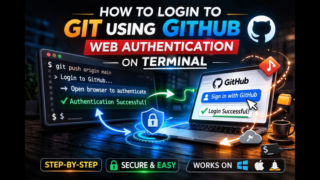 How to login Git on terminal using GitHub Web Authentication | Git Command-line login