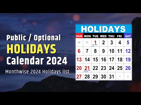 Holidays Calendar 2024 - List of Public holidays, Government Holidays in 2024
