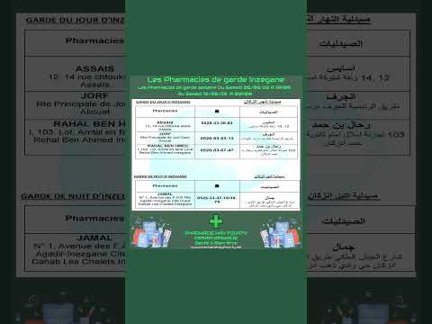 Pharmacies de garde semaine Du Samedi 05/08/23 A13h00 Au Samedi 12/08/23 A 09h00 صيدليات الحراسة