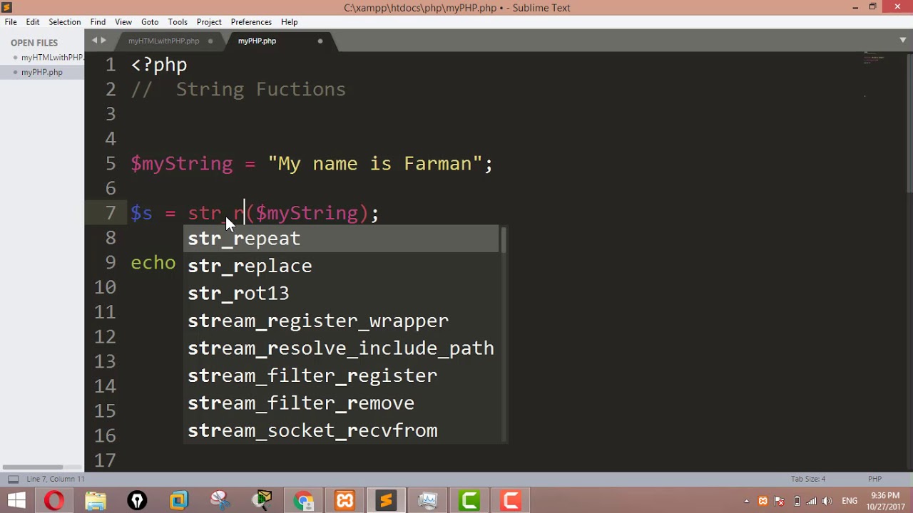String Functions in PHP : strlen , str_shuffle , str_repeat