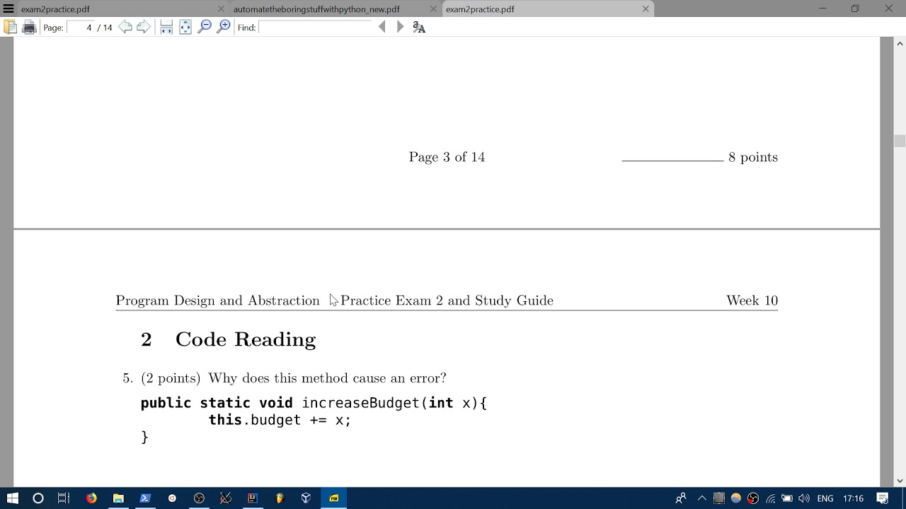 Java Practice Exam 2