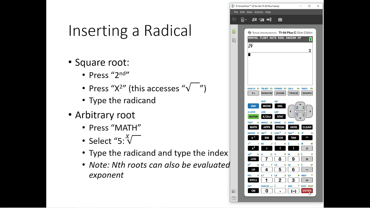 Inserting a radical TI 84 Plus